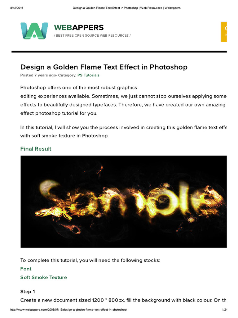 Golden Flame Text Effect Tutorial | PDF | Adobe Photoshop | Imaging