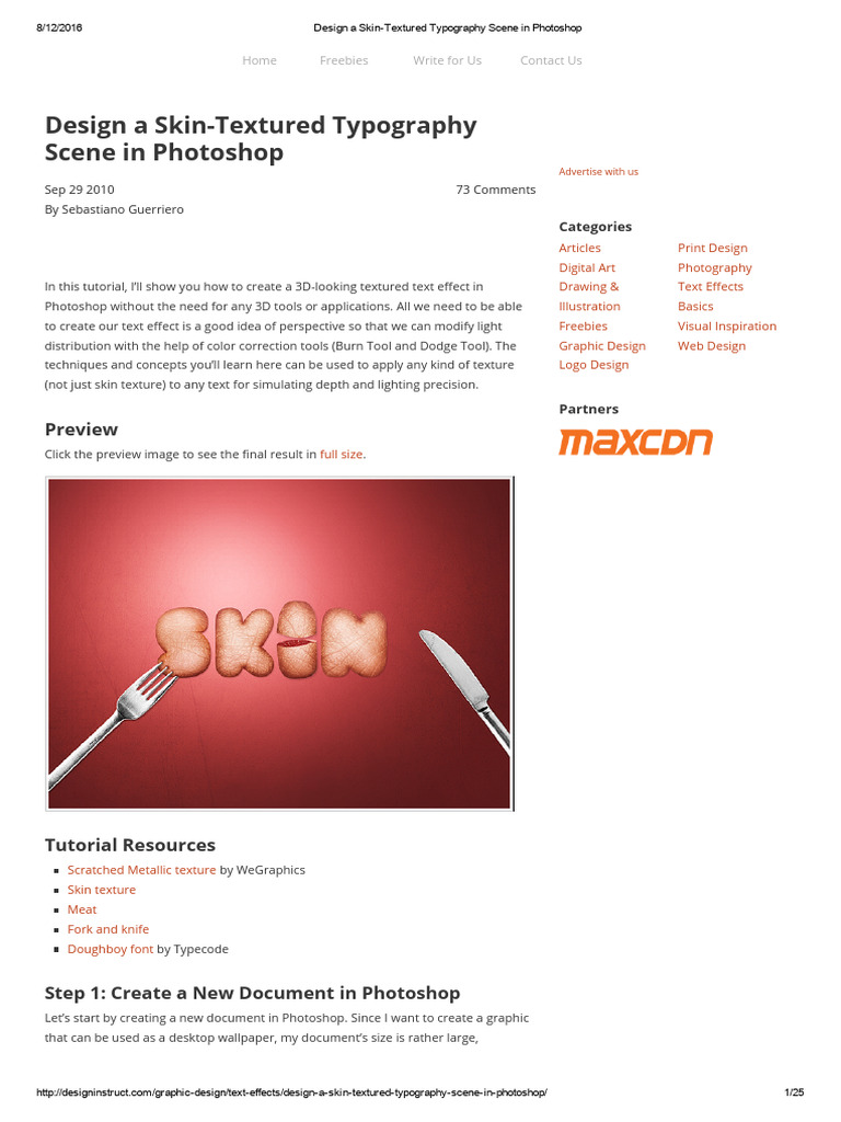 Design a Skin-Textured Typography Scene in Photoshop | PDF | Adobe ...