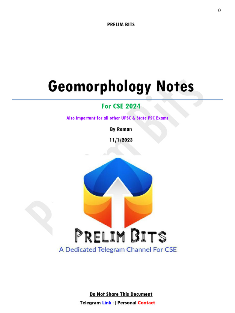 Geomorphology Notes For CSE24 | Download Free PDF | Crust (Geology) | Earth