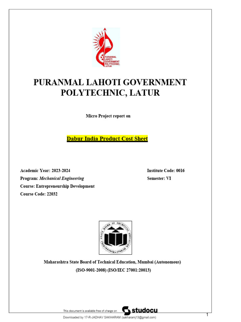 Ede Micro Project Downloadfile | PDF | Expense | Cost