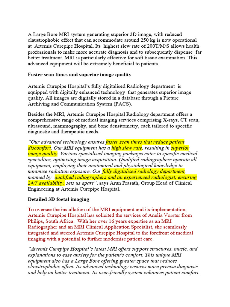 A Large Bore MRI System Generating Superior 3D Image | PDF | Medical Imaging | Radiology