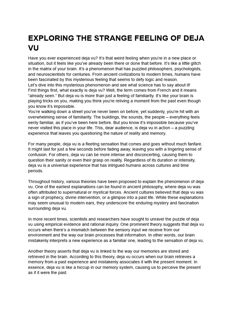 Déjà Vu PDF | PDF | Experience | Memory