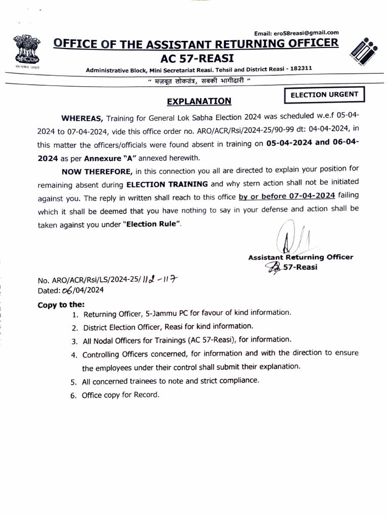 Explanation Call - Election Training | PDF