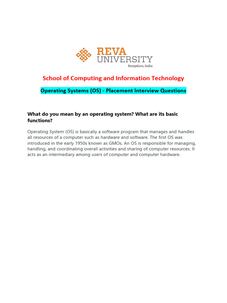 OS Interview Questions | PDF | Kernel (Operating System) | Process (Computing)