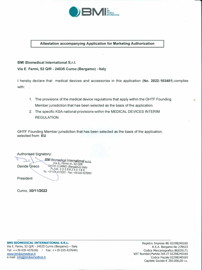 Medical Device Compliance Attestation | PDF