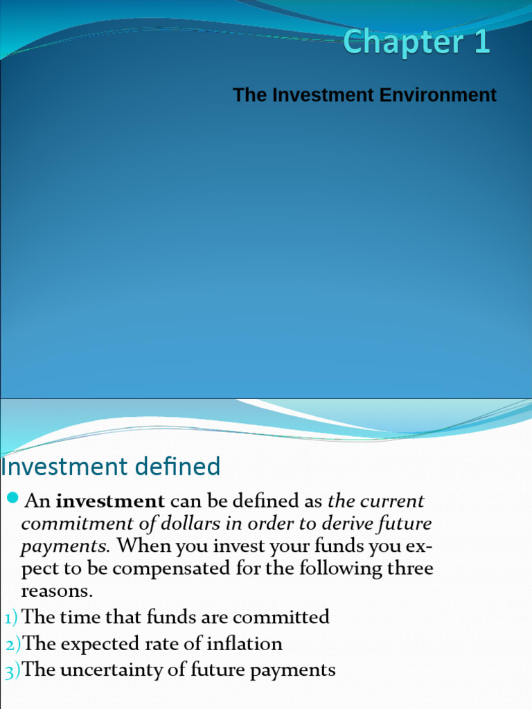 CHPTR 1 Invst Env | PDF | Financial Markets | Financial Capital