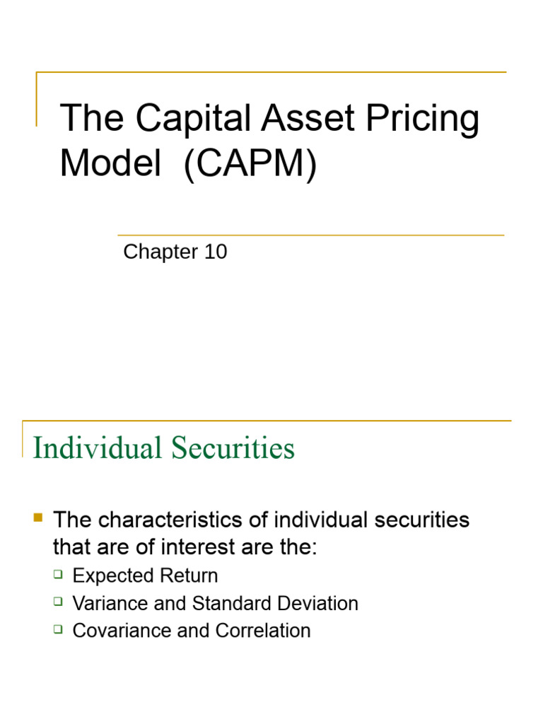 CHPTR 10 CAPM | PDF | Financial Risk | Modern Portfolio Theory