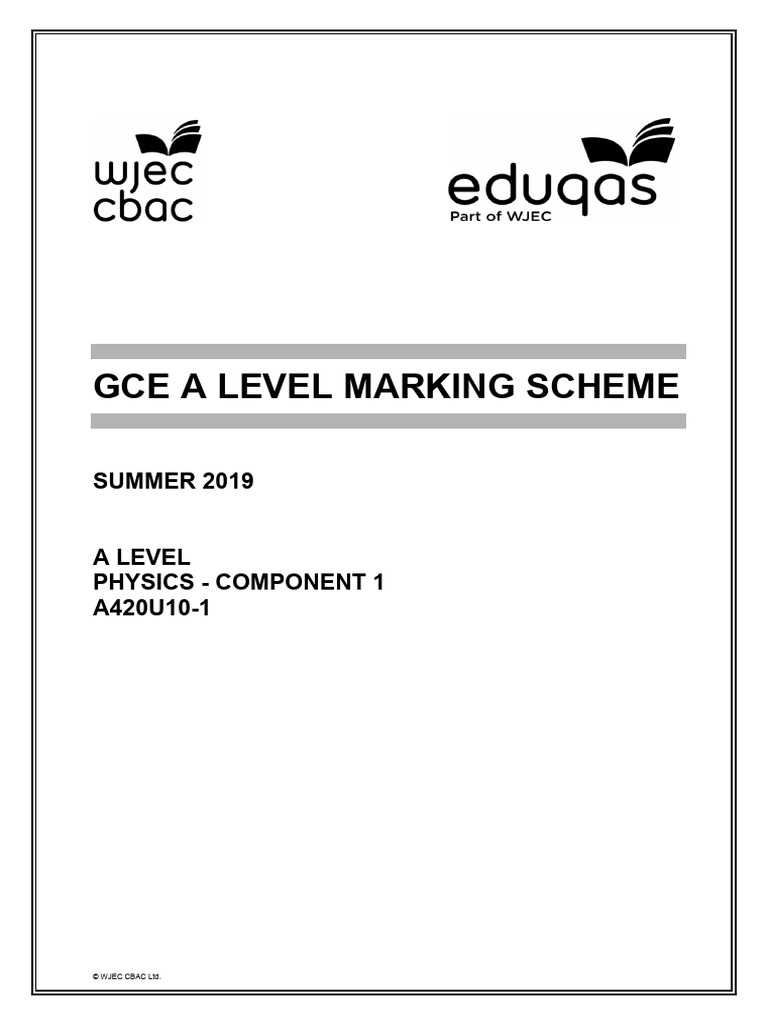 June 2019 MS - Component 1 WJEC Physics A-Level | PDF | Gases | Stars