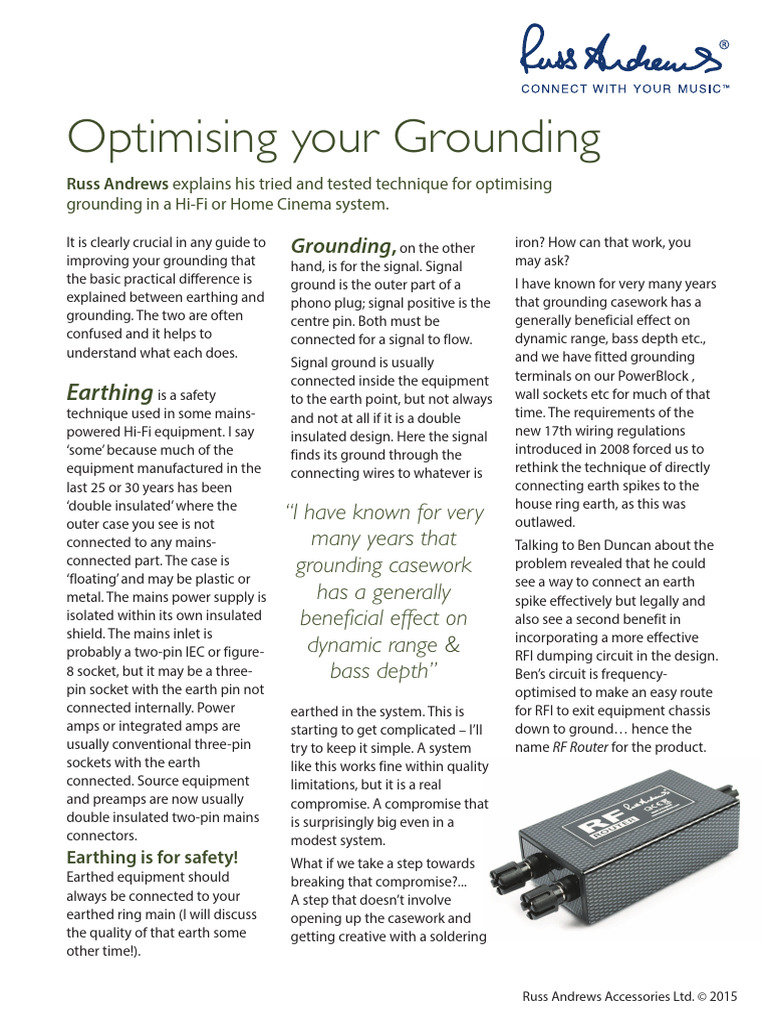 Optimising Your Grounding | PDF | Electrical Connector | Amplifier