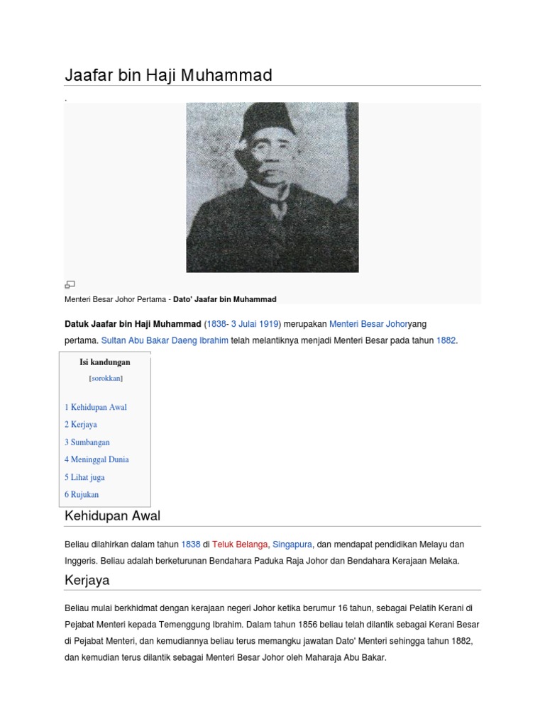 Jaafar Bin Haji Muhammad | PDF