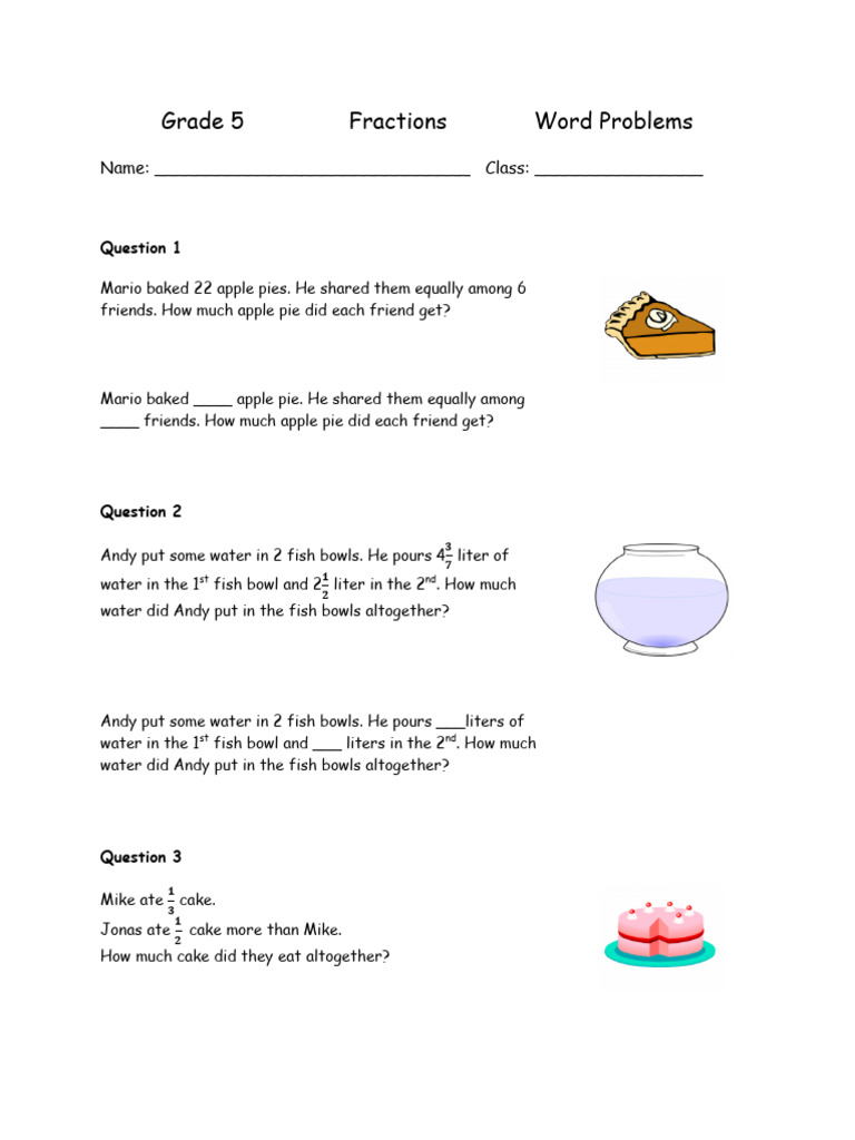 Class 3 Fraction Mult Div Equa - Split | PDF | Division (Mathematics ...