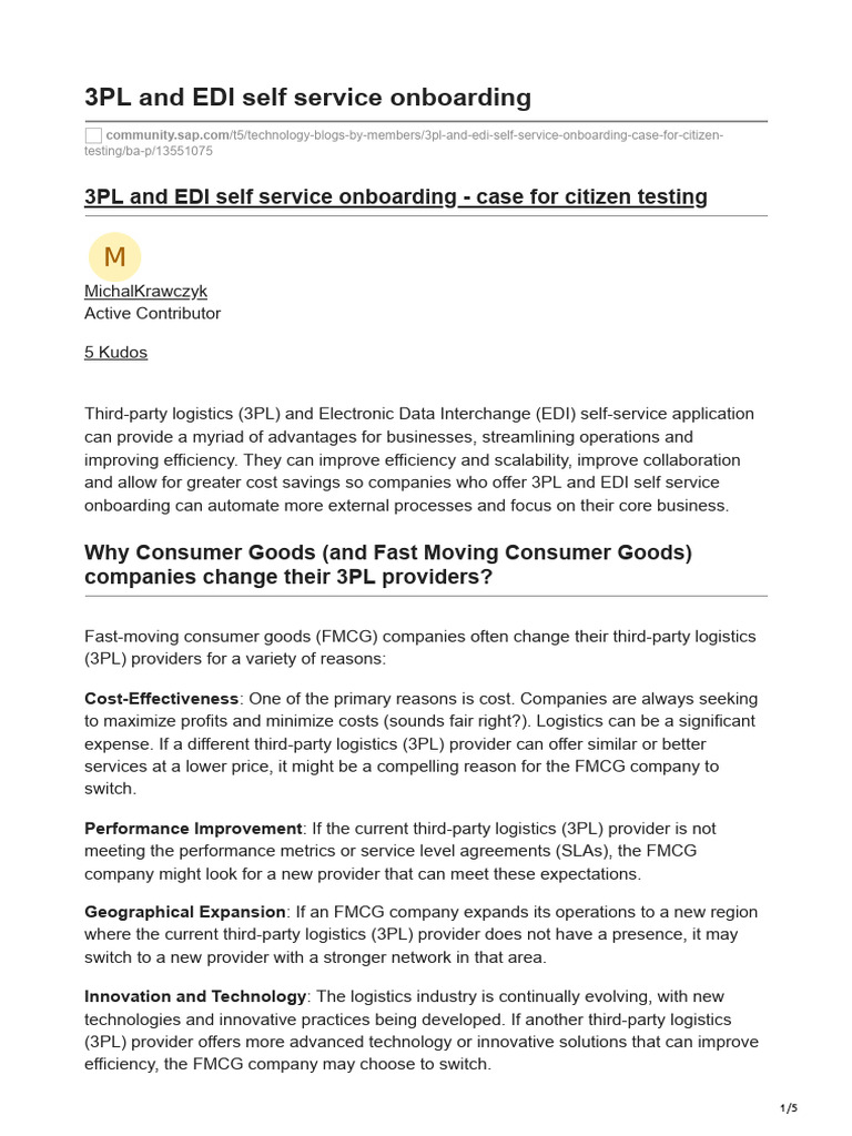 3PL and EDI Self Service Onboarding | PDF | Electronic Data Interchange ...