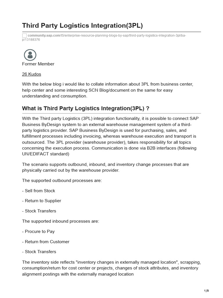 Third Party Logistics Integration3PL | PDF | Logistics | Business
