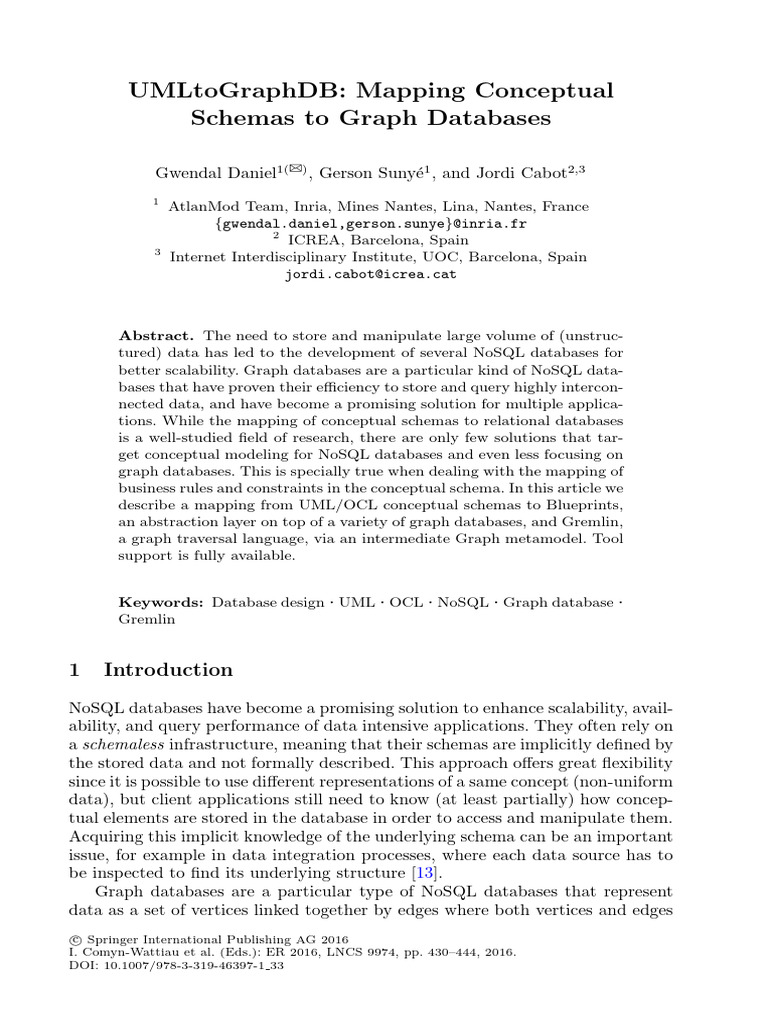 Umltographdb Mapping Conceptual Schema To Graph Database Pdf No Sql Databases