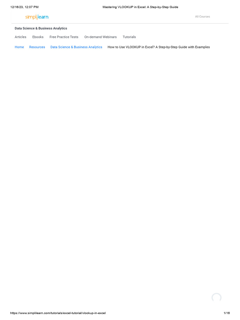 Mastering Vlookup In Excel A Step By Step Guide Pdf Microsoft Excel Database Index