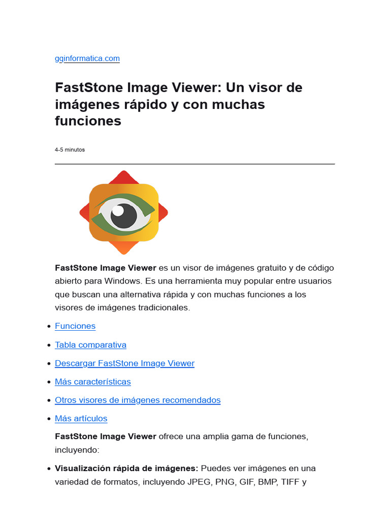 FastStone Image Viewer Un Visor de Imágenes Rápido y Con Muchas Funciones | PDF | Formato de ...
