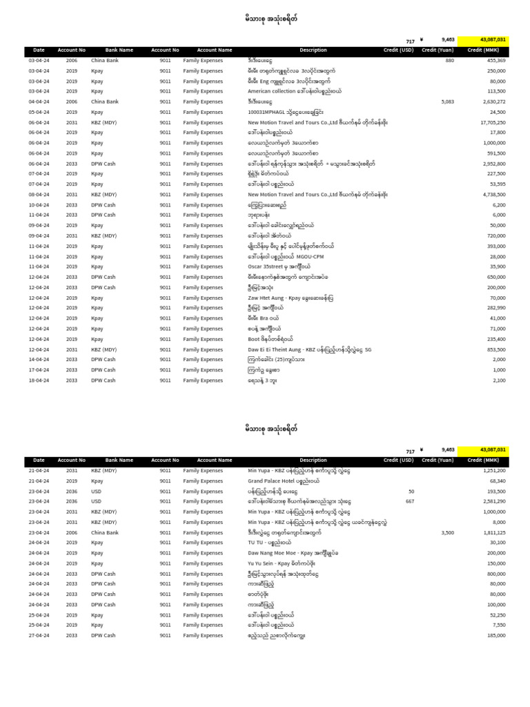 Family Expenses | PDF