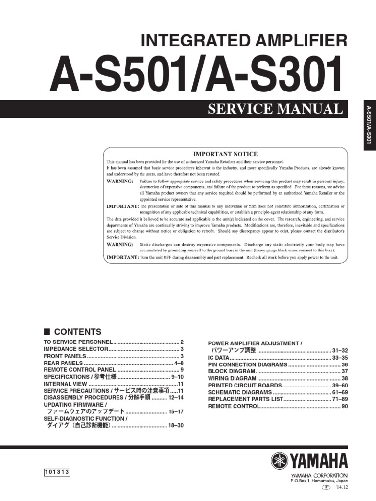 Yamaha A-S501 A-S301 | PDF | Solder | Tin