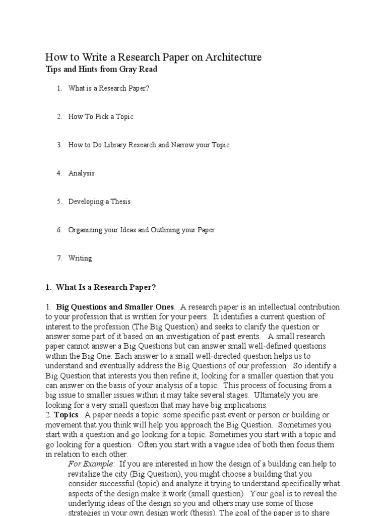 How To Write A Research Paper On Architecture | PDF | Thesis | Academic ...