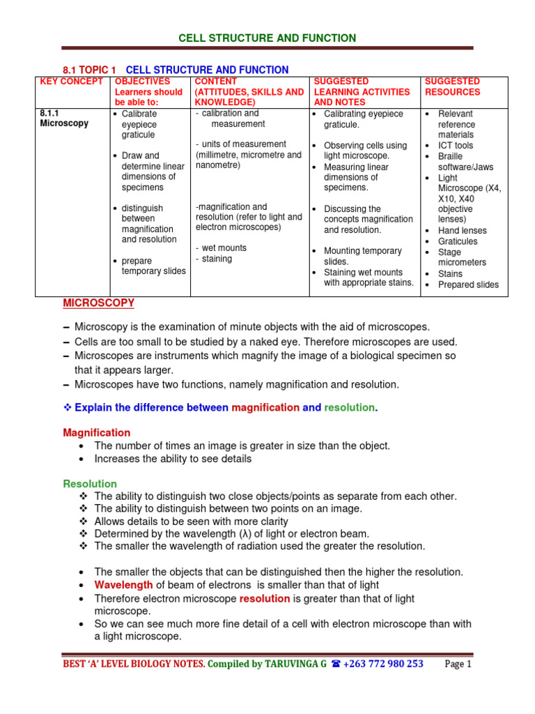 Cell Structure and Function | PDF | Endoplasmic Reticulum | Microscope