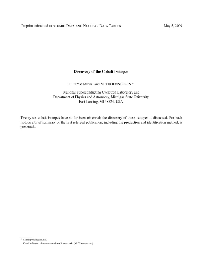 cobalt-isotopes | PDF | Isotope | Time Of Flight Mass Spectrometry