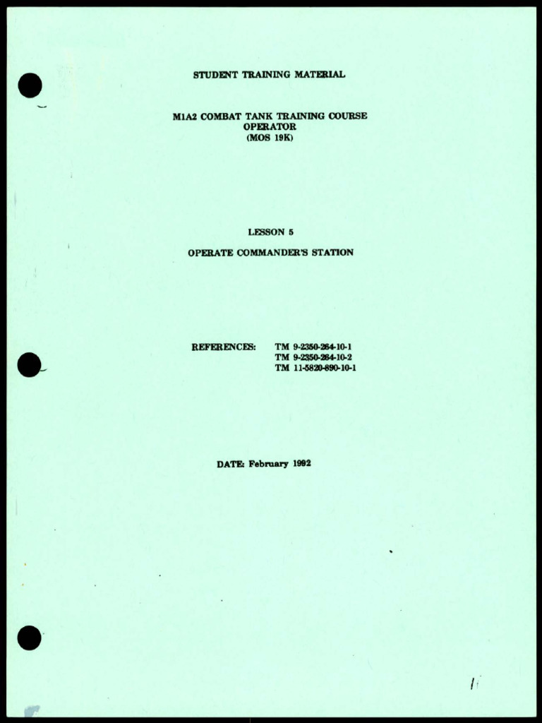 M1A2 Commander Station Operation Guide | PDF