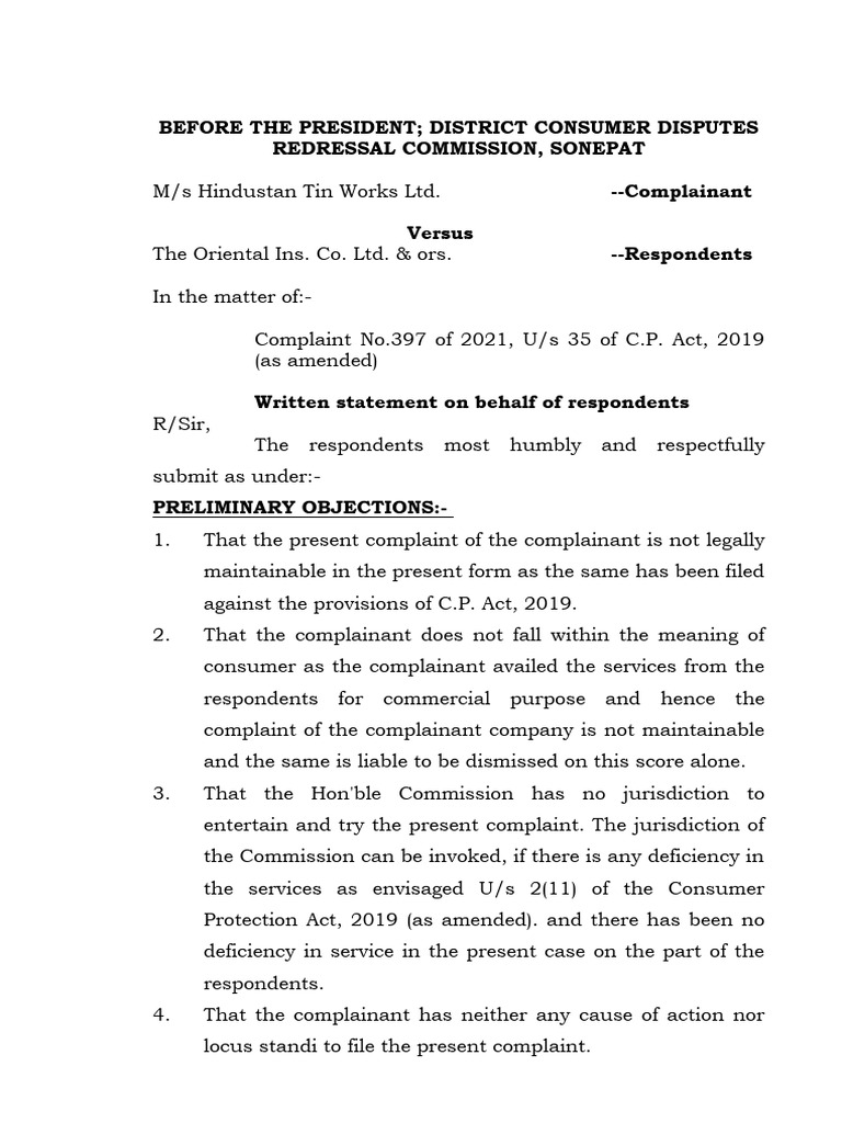 Hindustan Tin Works Ltd. Vs OIC - Repudiated Marine Claim 397 of 2021 ...