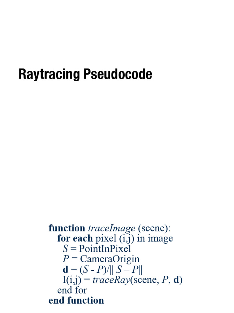 Cs354-Raytracing Pseudocode | PDF | Shadow | Electrodynamics