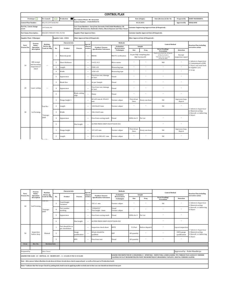 8 Control Plan - 23966531 - P03 | PDF | Welding | Construction