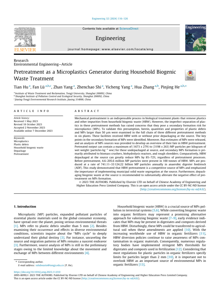 Microplastics in Waste Pretreatment | PDF | Anaerobic Digestion | Plastic