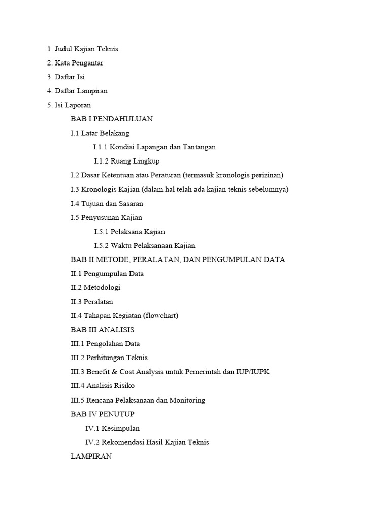 Format Kajian Teknis | PDF | Teknologi & Rekayasa