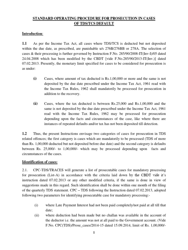 TDS Default Prosecution Procedure | PDF | Complaint | Prosecutor