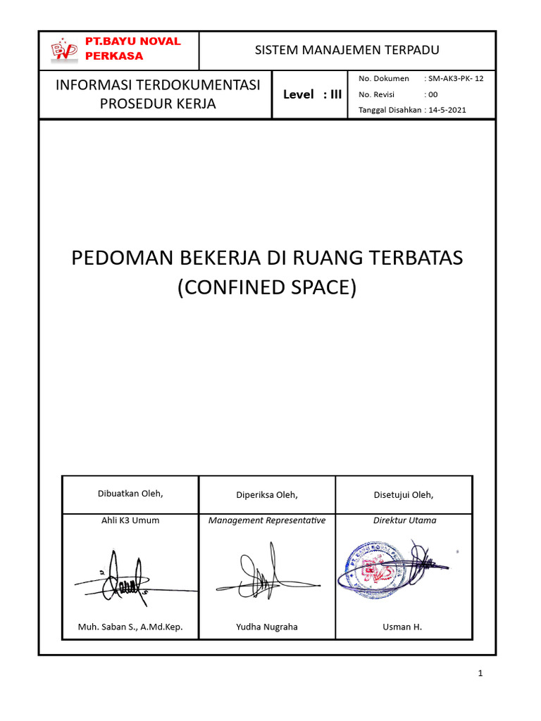 Pedoman Kerja di Ruang Terbatas | PDF