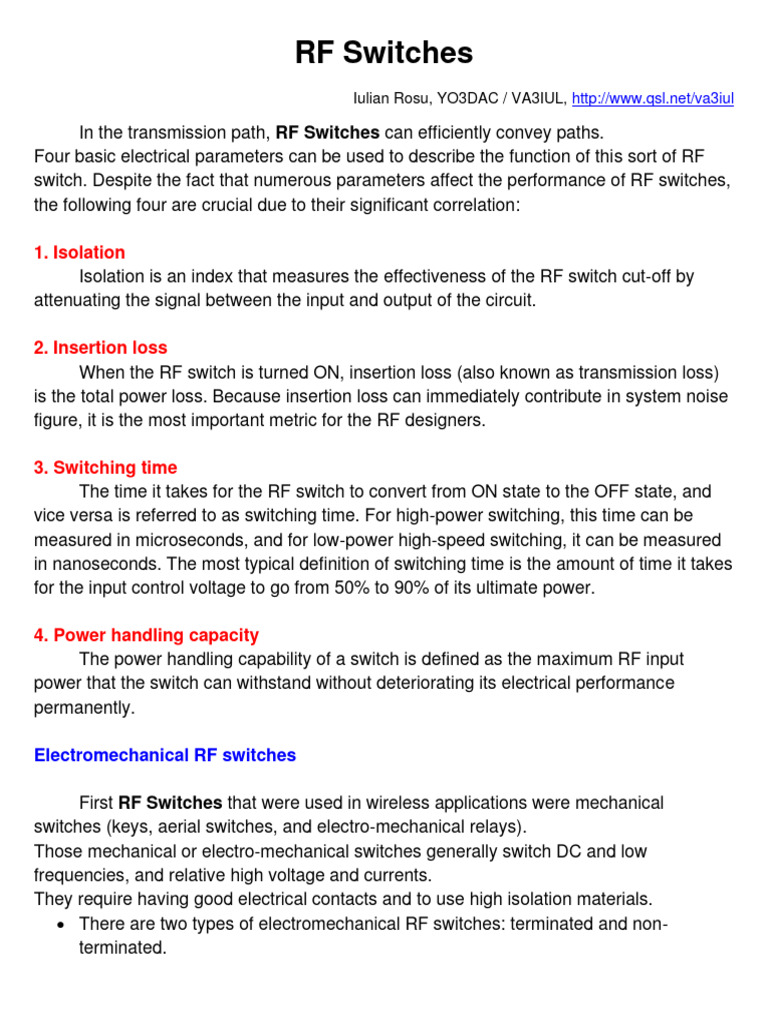 Rf Switches Pdf Field Effect Transistor Capacitor