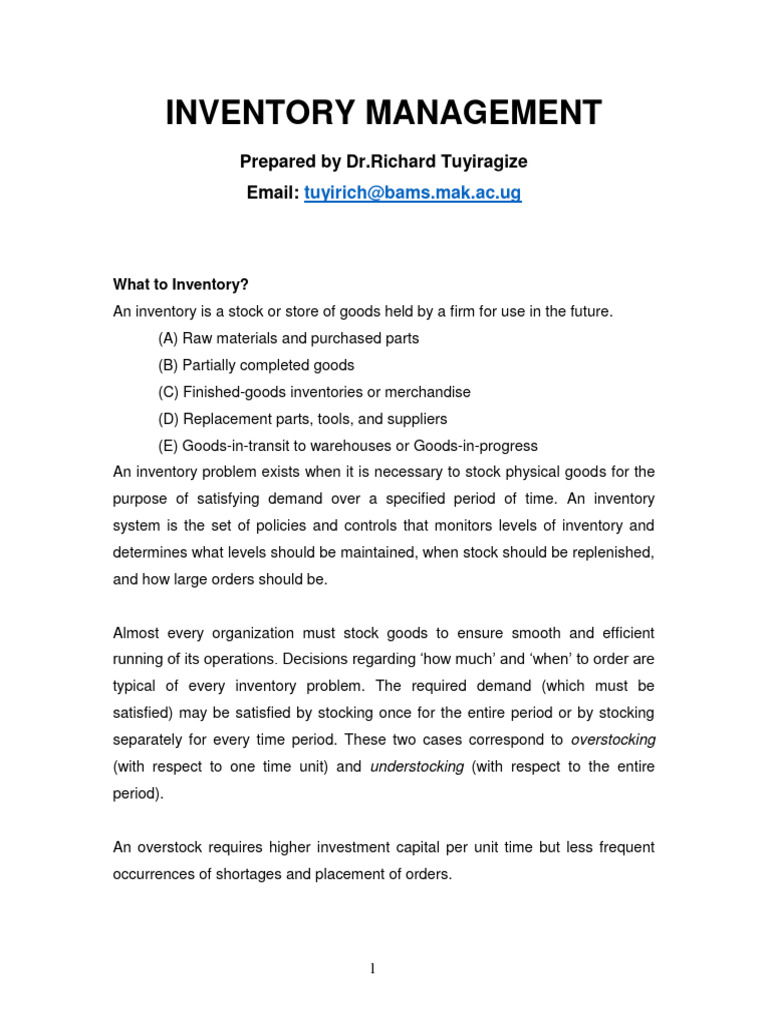 Chap 4_inventory Management Notes | PDF | Inventory | Demand