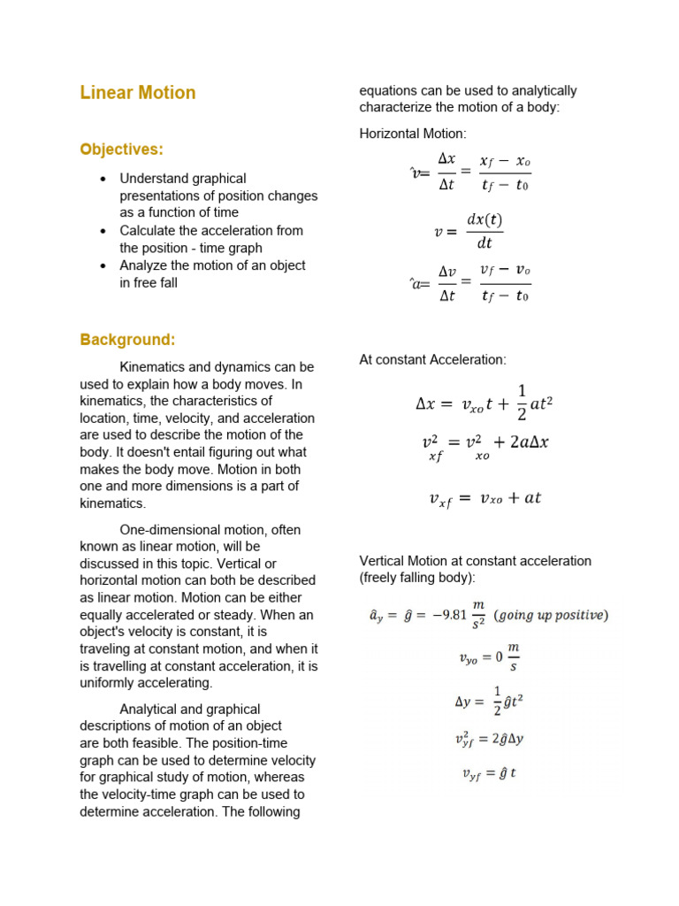 Lesson 2 - Linear Motion | PDF