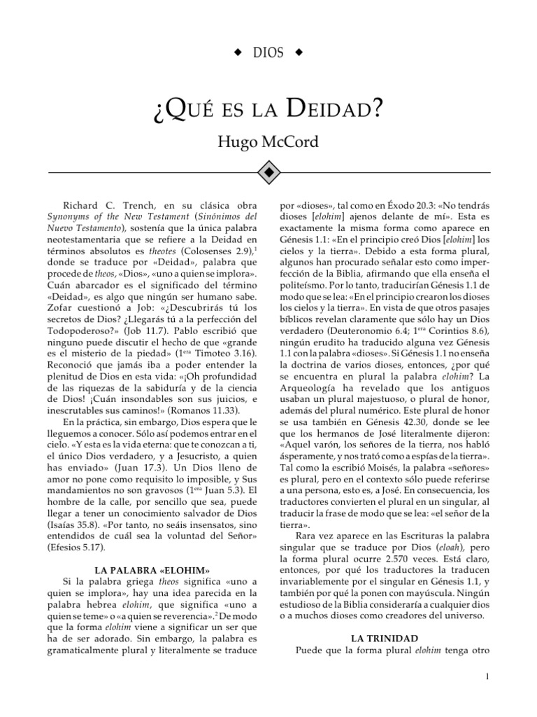 Significado y Concepto de Deidad | PDF | Jesús | Dios el padre