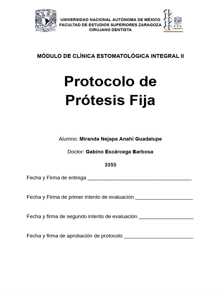 Protocolo de Prótesis Fija | PDF | Anatomia dental | Ramas de Odontología