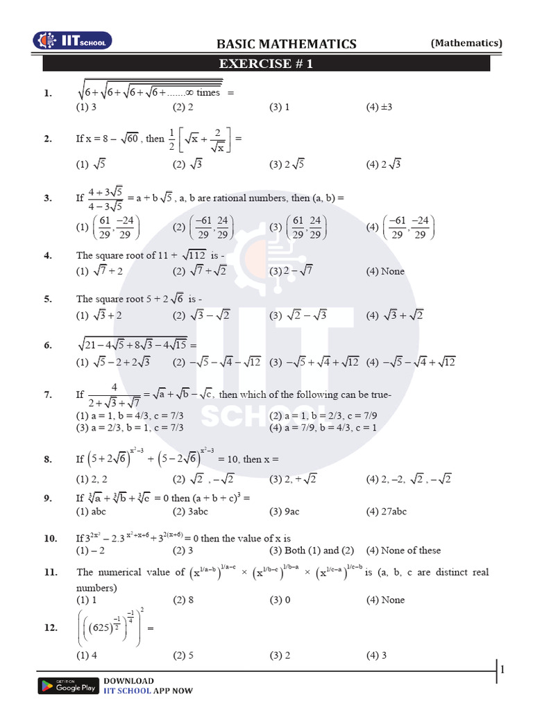 Excercise - 02 _ Basic Mathematics | PDF | Equations | Mathematical ...