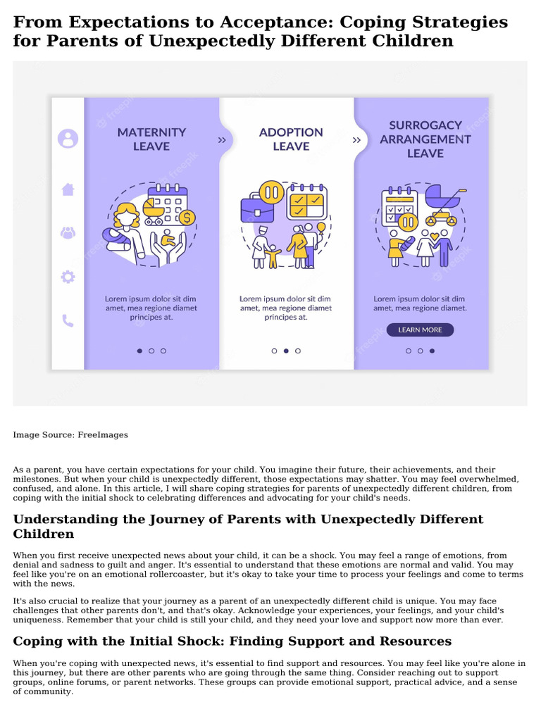 From Expectations To Acceptance Coping Strategies For Parents of ...