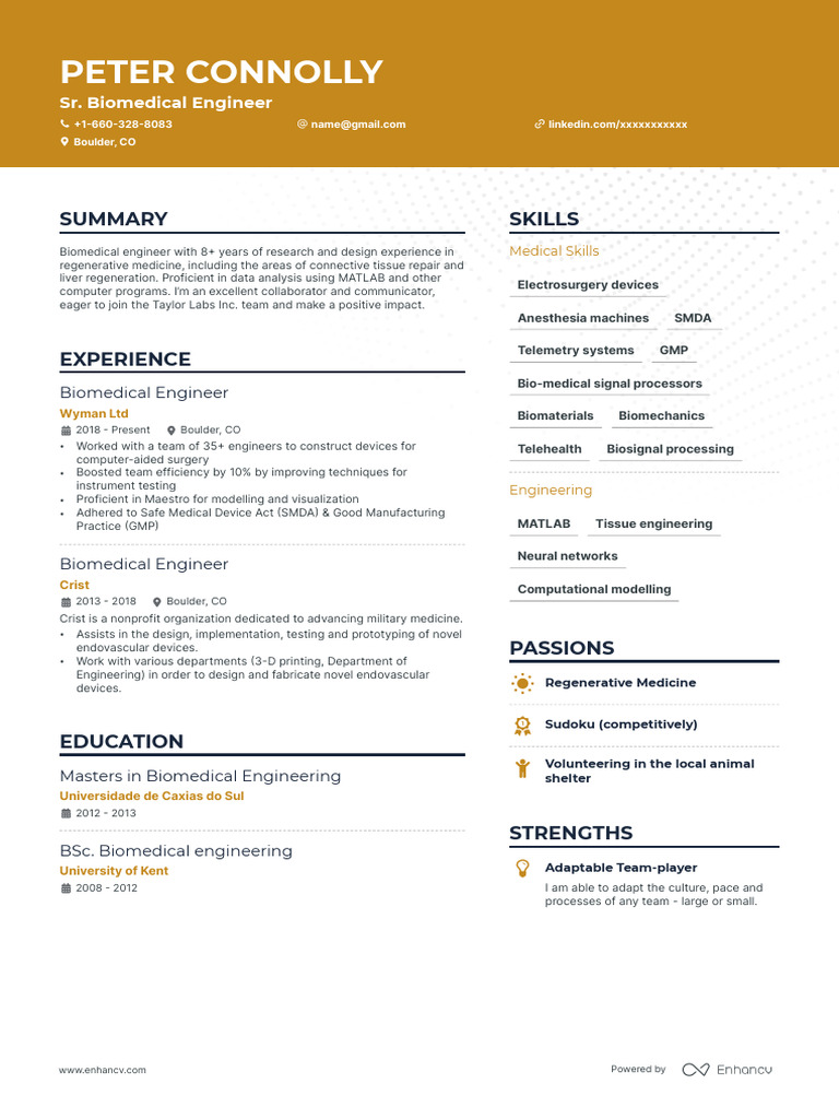 Peter Connolly Resume | Download Free PDF | Biomedical Engineering | Engineering