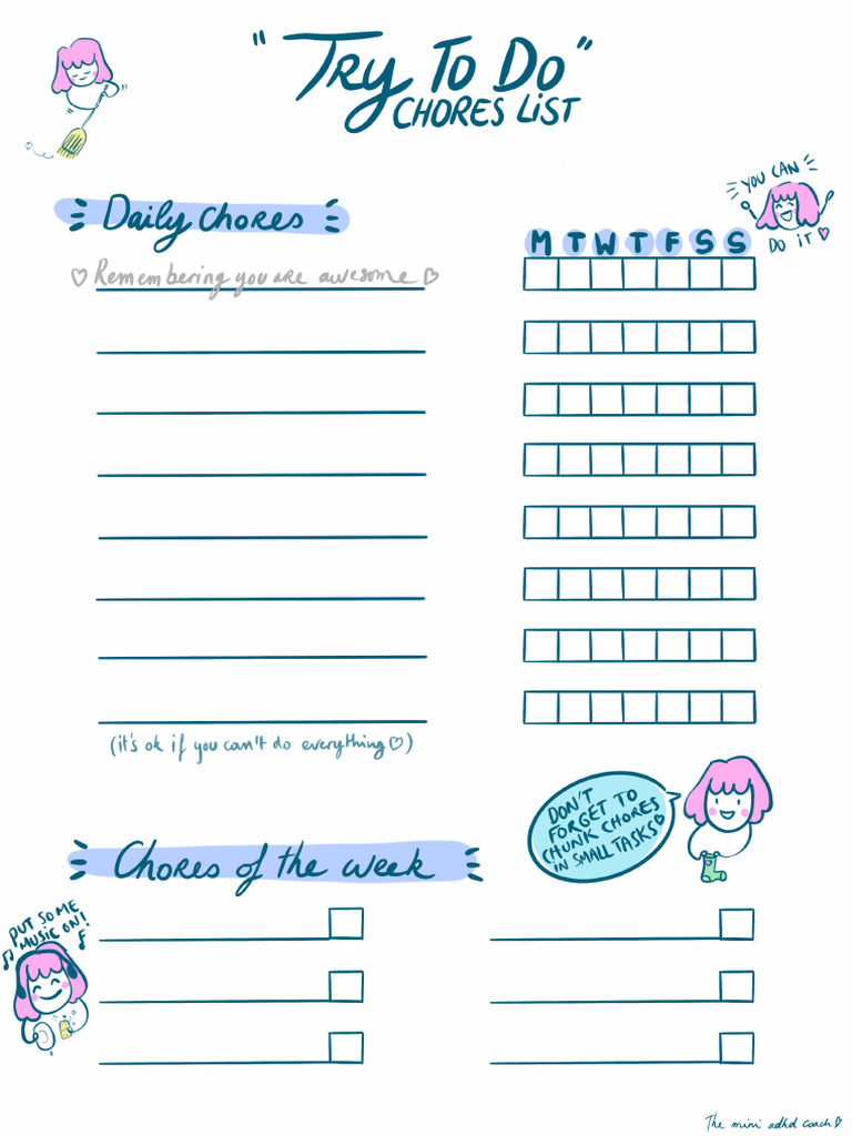 Try To Do Chores List Color | PDF