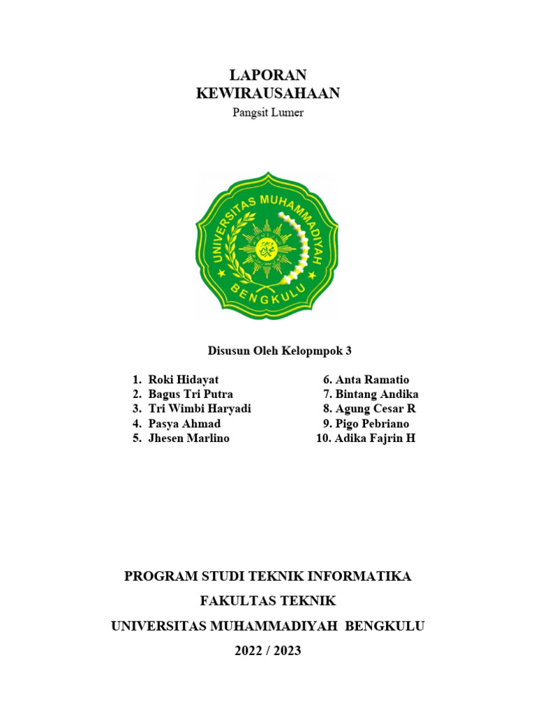 Usaha Pangsit Lumer: Laporan Kewirausahaan | PDF