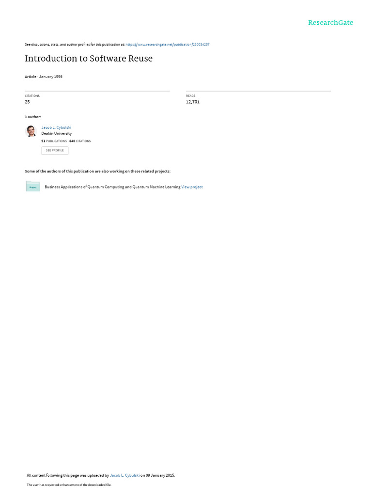 Introduction To Software Reuse | PDF | Conceptual Model | Library (Computing)