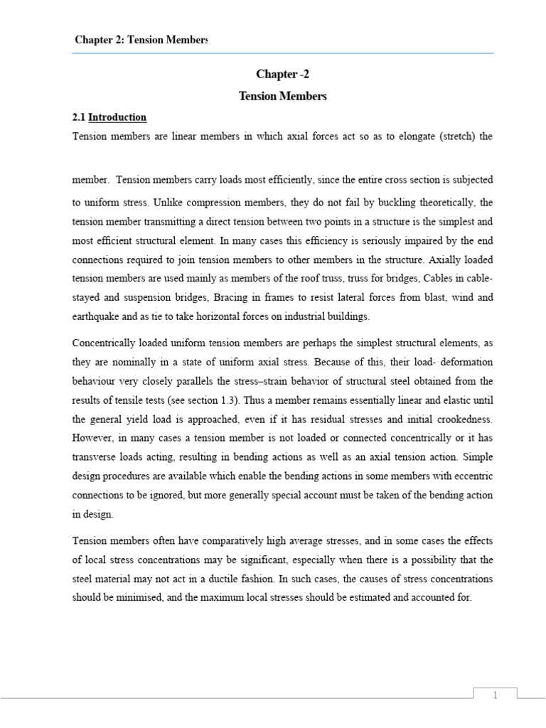 Chapter 2 Tension Members | Download Free PDF | Deformation (Engineering) | Stress (Mechanics)