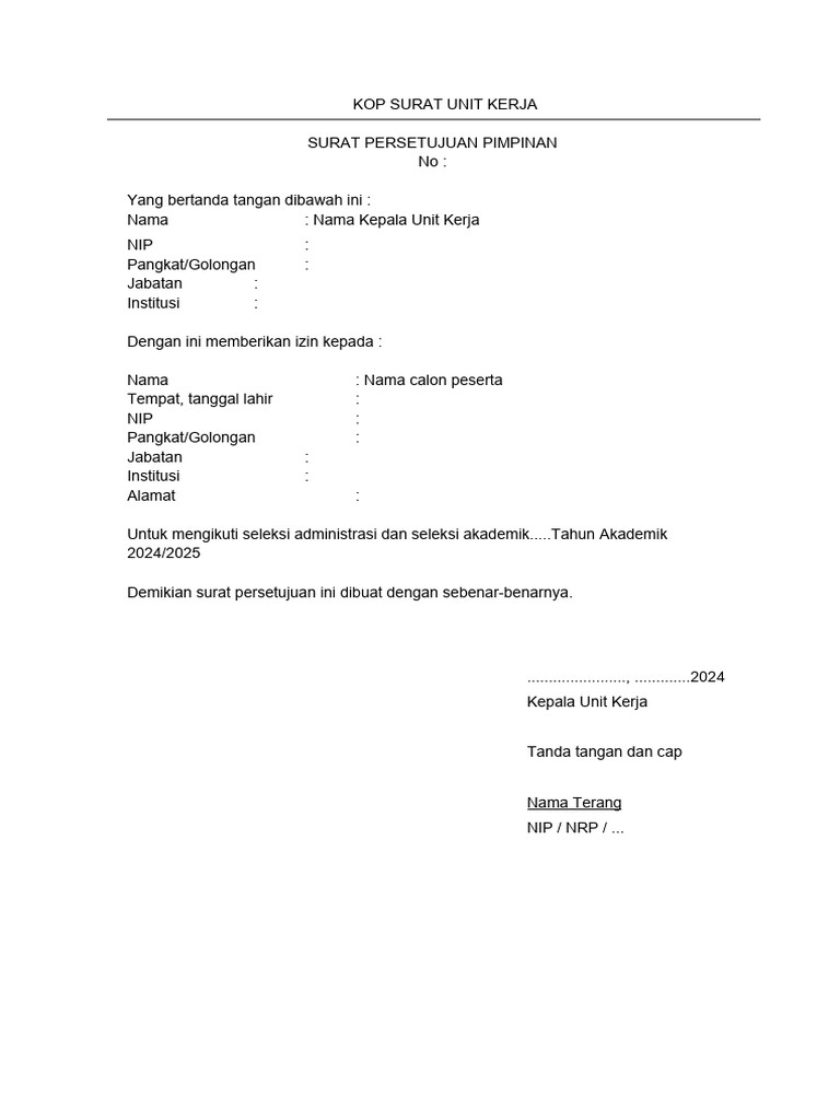 Kop Surat Unit Kerja | PDF