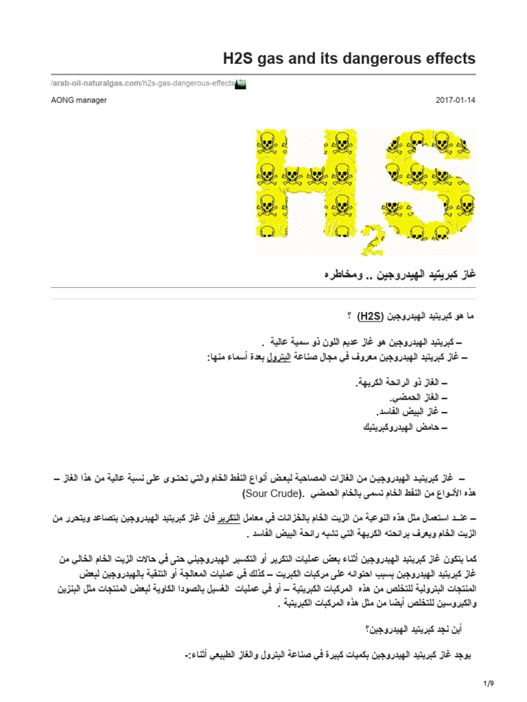 H2S Gas and Its Dangerous Effects | PDF