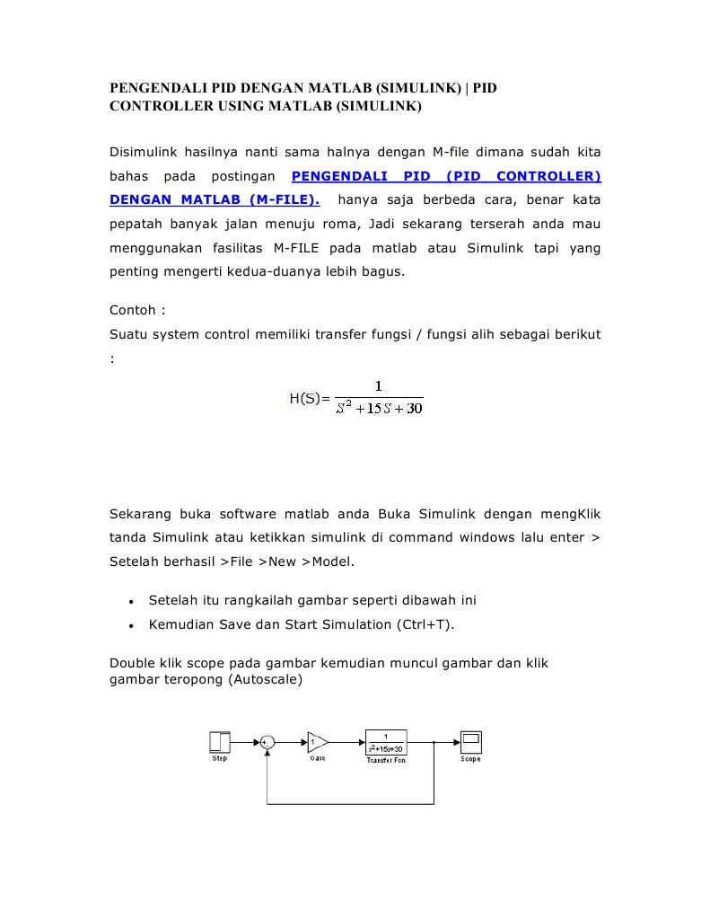 Pengendali Pid Dengan Matlab | PDF