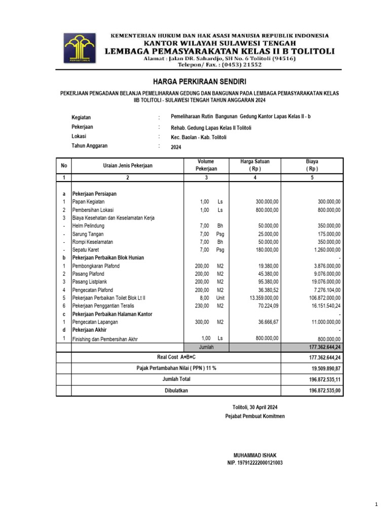 Harga Perkiraan Sendiri | PDF