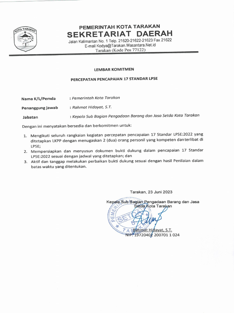 Lembar Komitmen - 1 | PDF